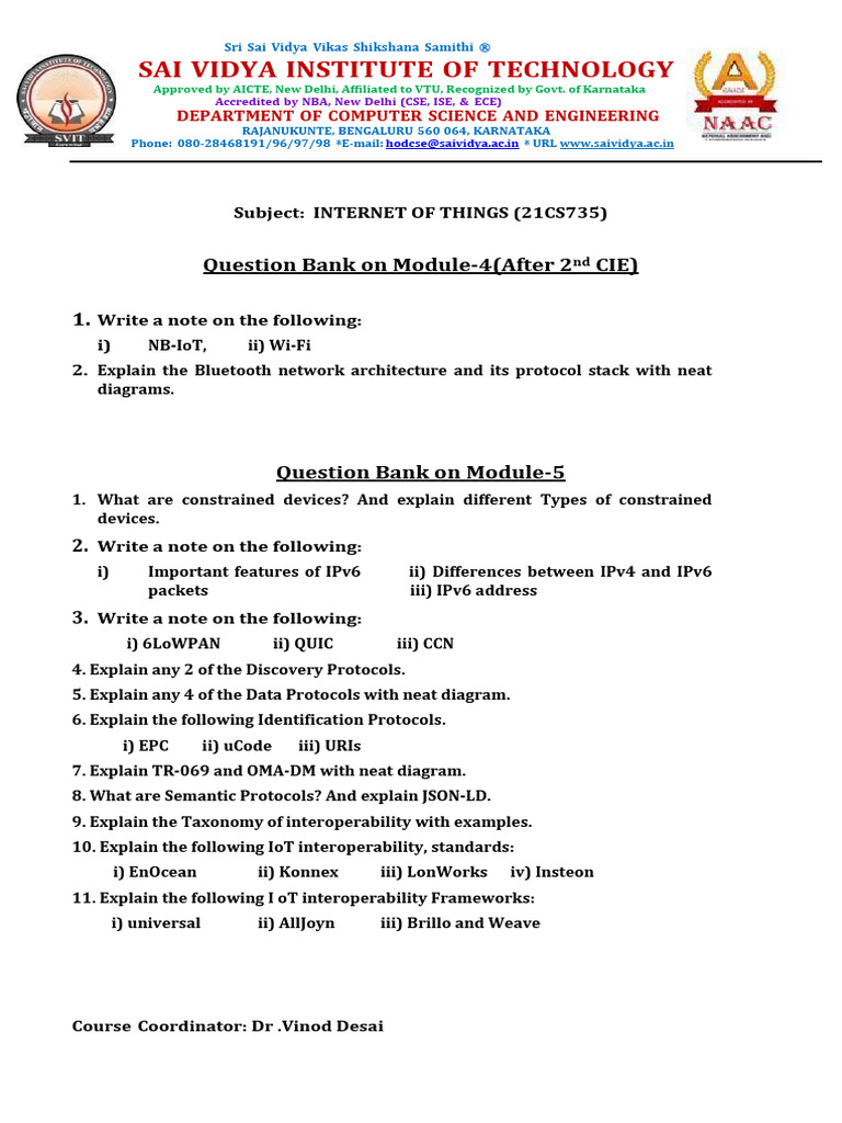 IOT Assignment On Module-4 (After 2nd CIE) & 5 | PDF