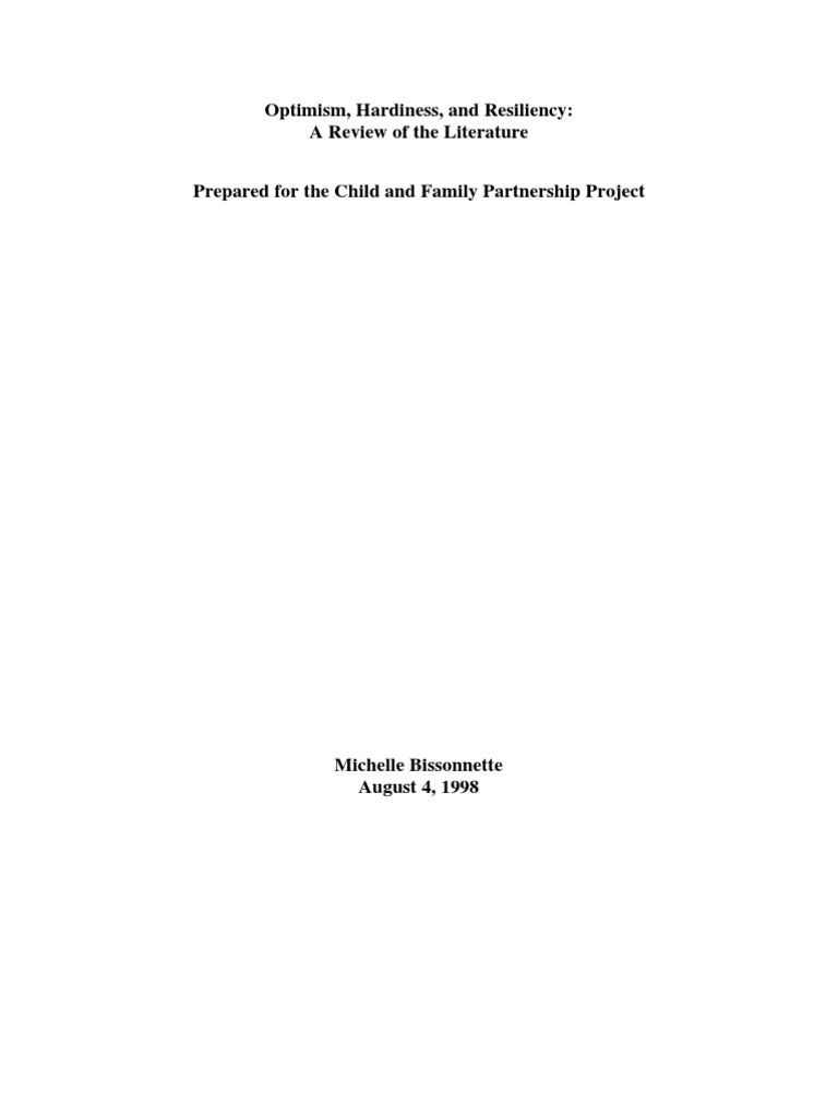 Optimism Hardiness and Resiliency | PDF | Psychological Resilience ...