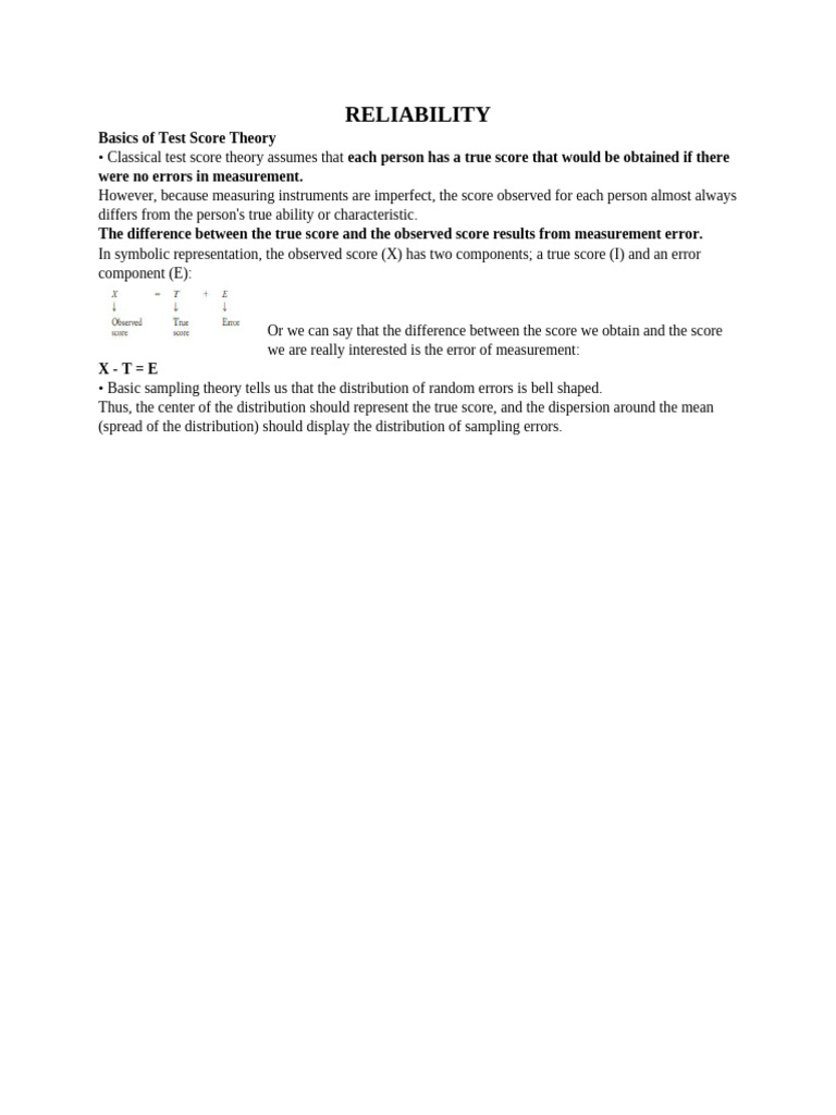 Understanding Test Score Reliability | PDF