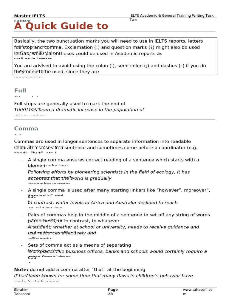 Writing Task Two Course Pack | PDF | Comma | Sentence (Linguistics)