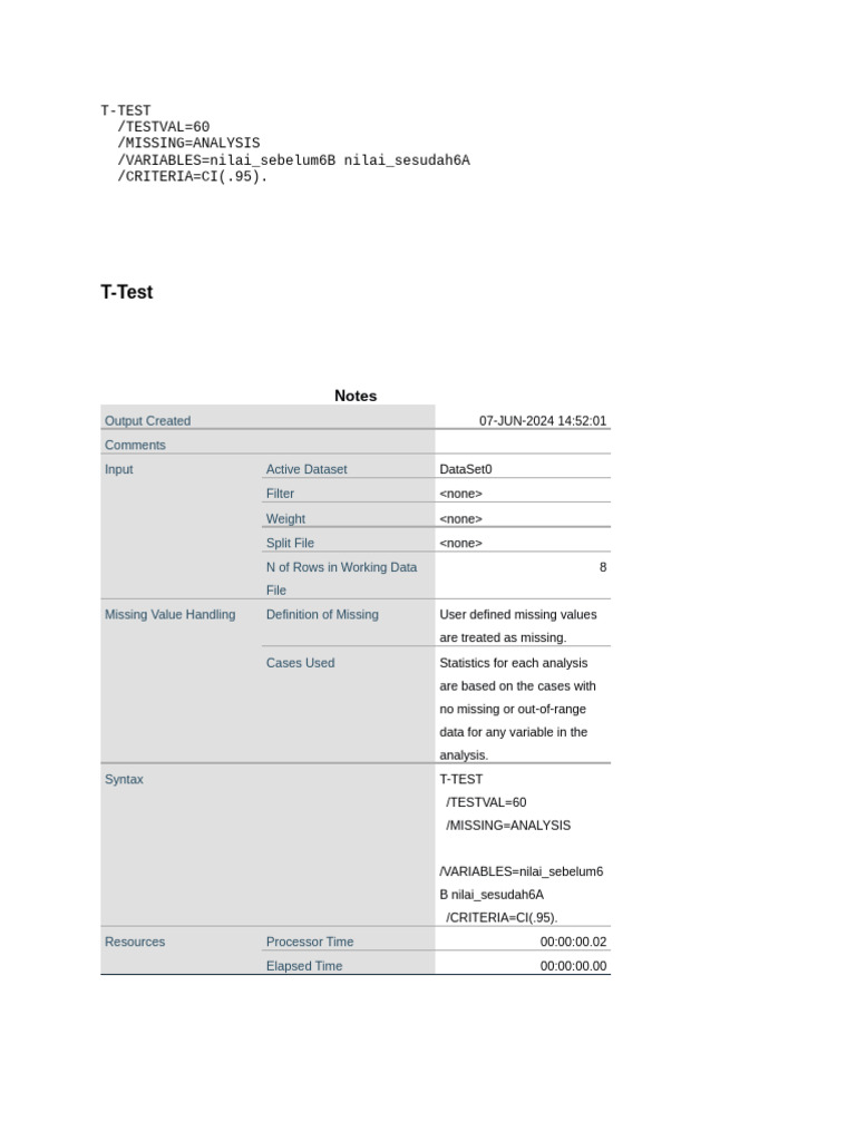 Output Pdf Student S T Test Statistics