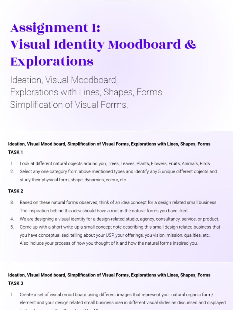 Assignment 1 - Visual Identity Moodboard Explorations | PDF | Drawing ...