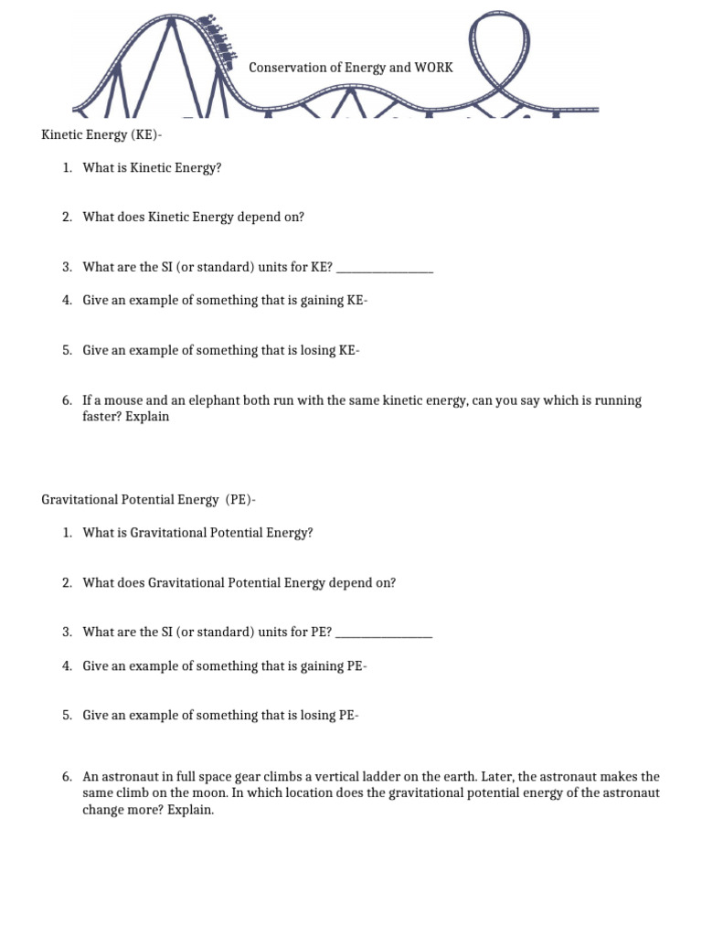 Conservation of Energy and WORK | PDF