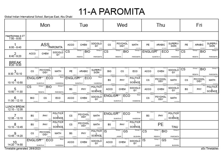 Grade 11A Term 2 Time table (1) | PDF