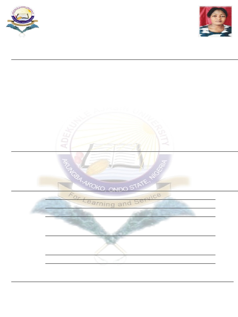 Aaua Part Time Form - Oni Olajumoke Form (1) | PDF | Vocational ...