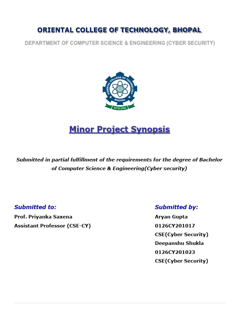 2 ND Synopsis Aryan Deepanshu | PDF | Computer Network | Computer Security