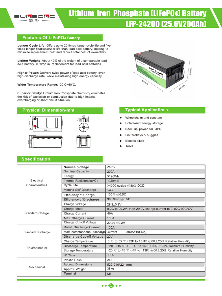 SUNBOND LFP 24v 200ah - 230716 - 203649 | PDF | Sustainable ...