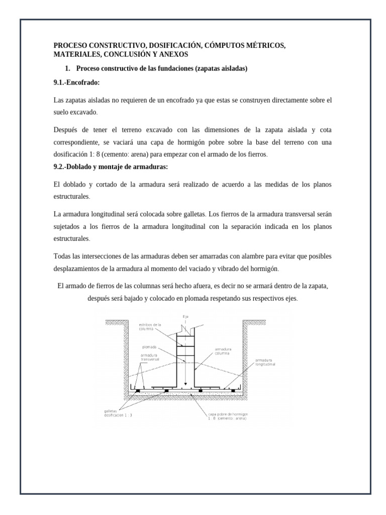472634633 Proceso Constructivo de Las Fundaciones | PDF | Hormigón | Columna