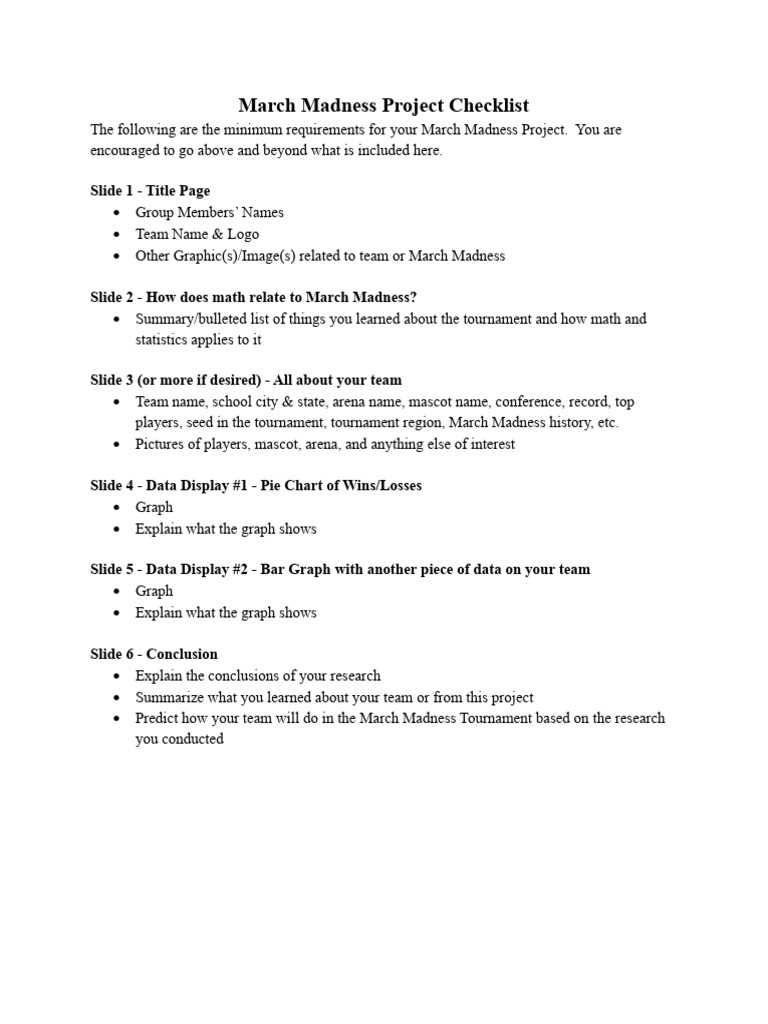 March Madness Presentation Checklist | PDF