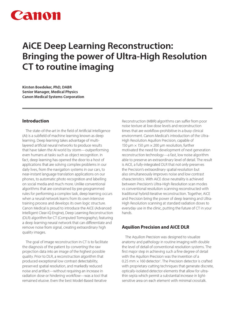 AiCE Deep Learning Reconstruction Bringing The Power of Ultra-High ...