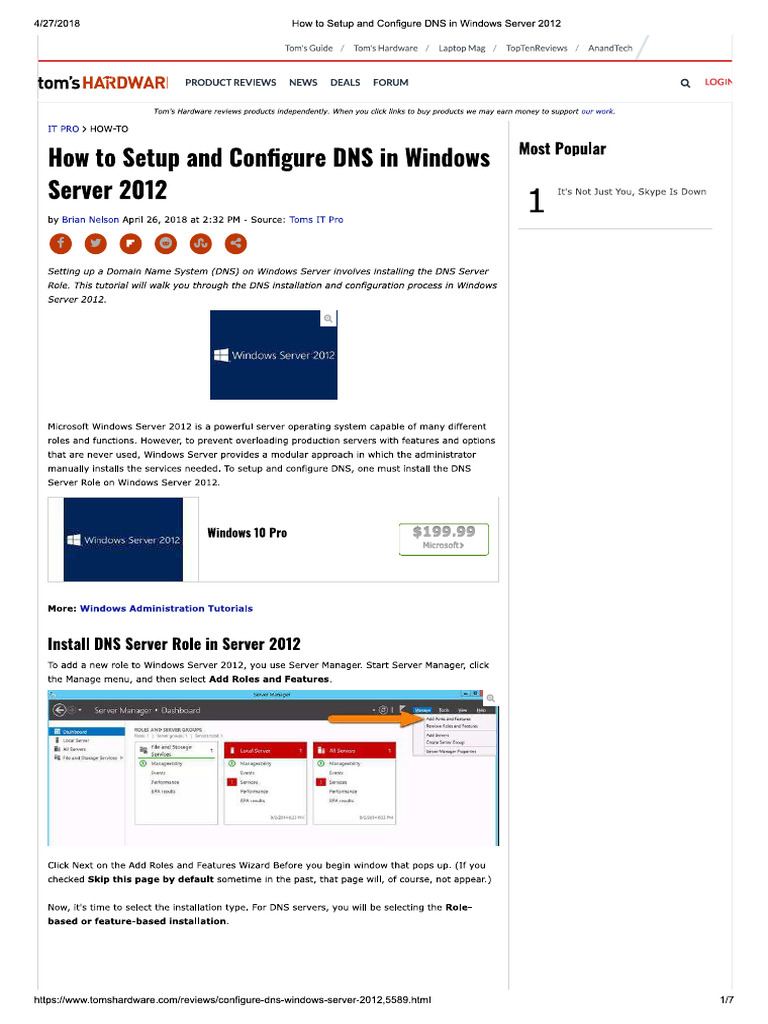 How to Setup and Configure DNS in Windows Server 2012 | PDF | Domain ...