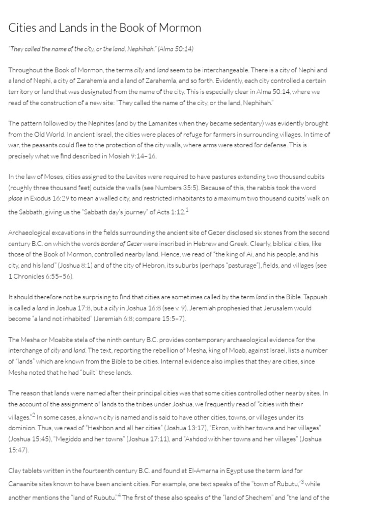 Cities and Lands in The Book of Mormon | PDF | Book Of Mormon