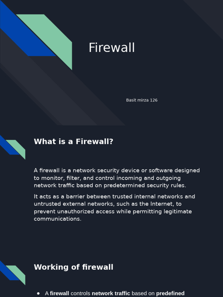 Firewall PPT Basit Mirza 106 | PDF | Firewall (Computing) | Computer ...