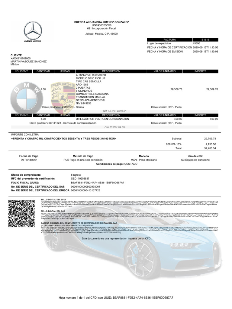 Refactura Chrysler 1988 | PDF | Vehículos | Vehículo de motor