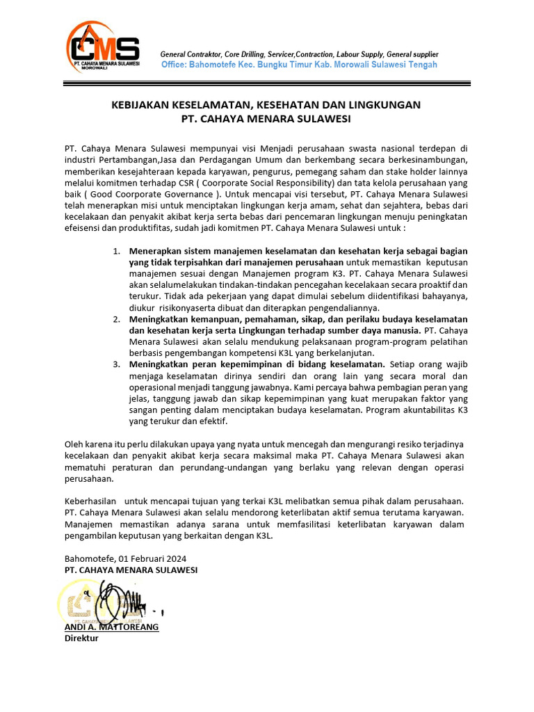 Safety Policy Statement | PDF