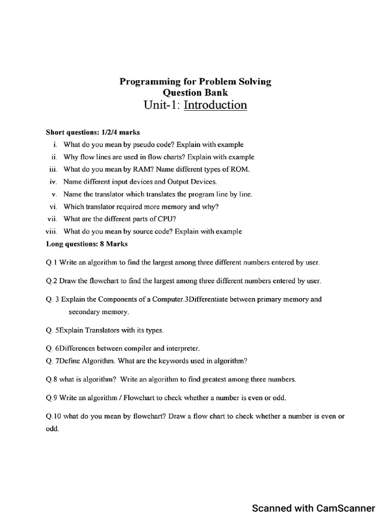 Pps Question Bank | PDF