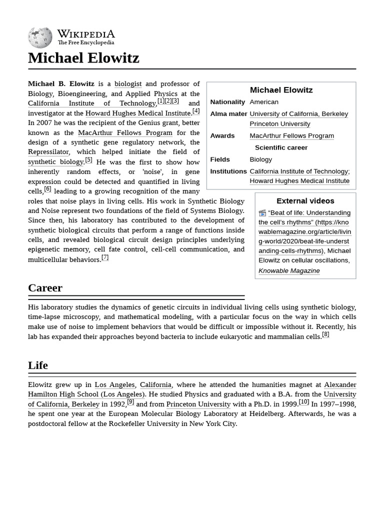 Michael_Elowitz | PDF | Biology | Life Sciences