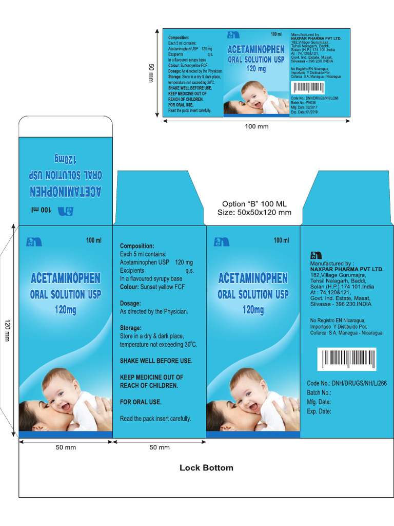 Acetaminophen 120ml Syrup Carton, Label For Printing On 08feb17 | PDF