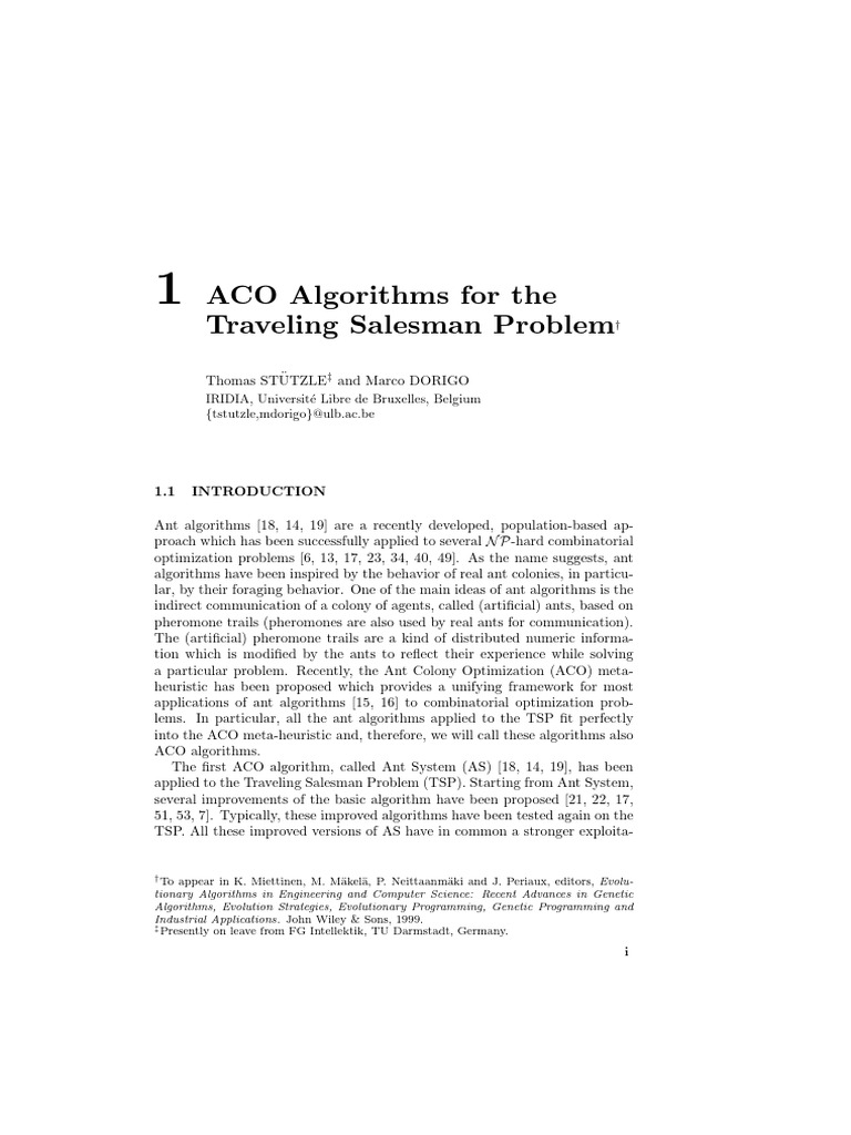 ACO Algorithms for the Traveling Salesma | PDF | Applied Mathematics | Theoretical Computer Science