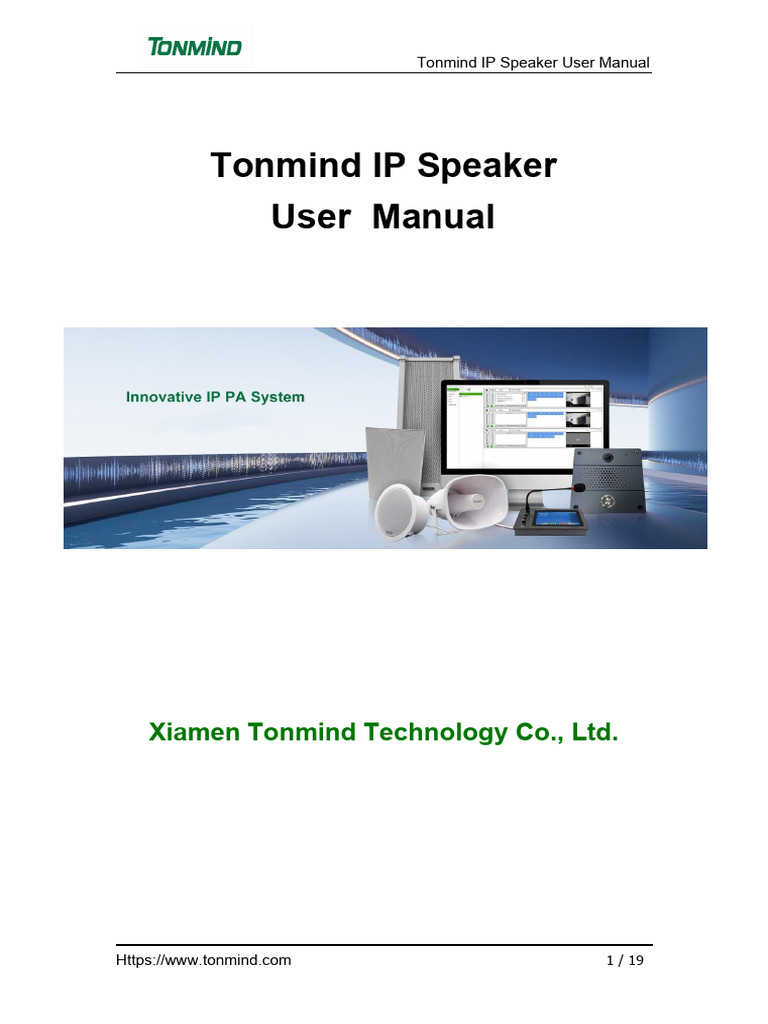 Tonmind IP Speaker User Manual | PDF | Session Initiation Protocol | Ip Address
