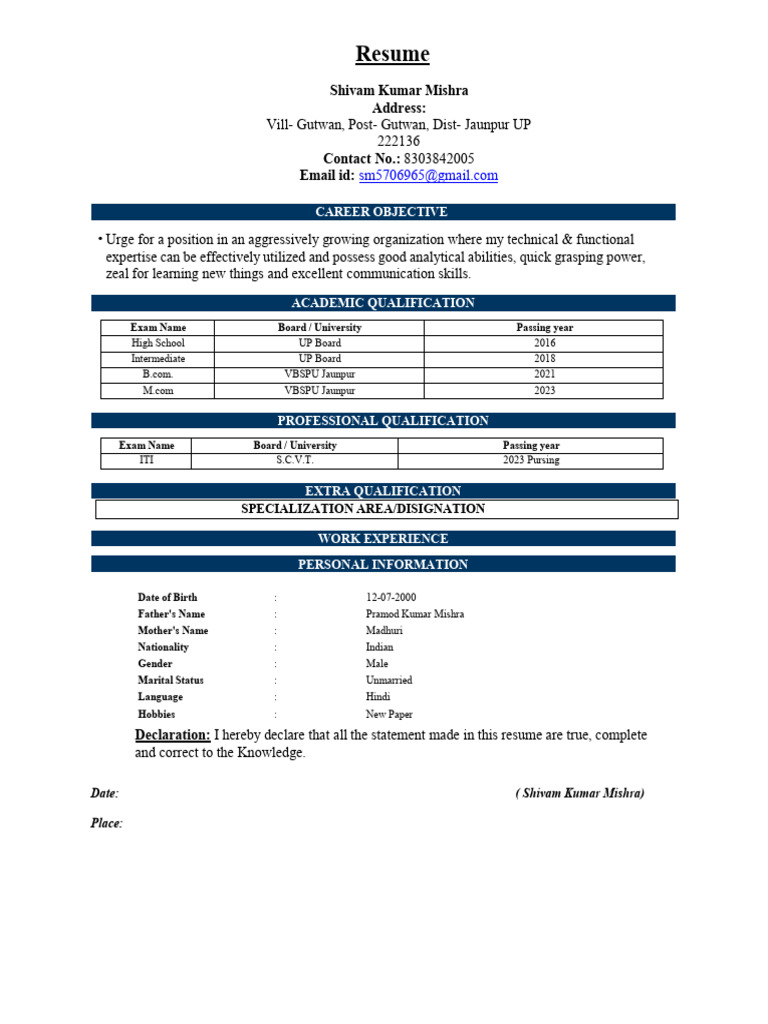 Shivam Resume | PDF