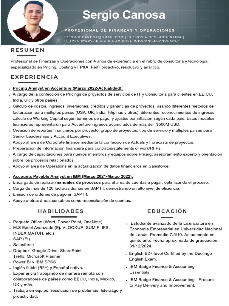 Sergio Canosa CV 2024 | PDF | Software de la aplicacion | Economias