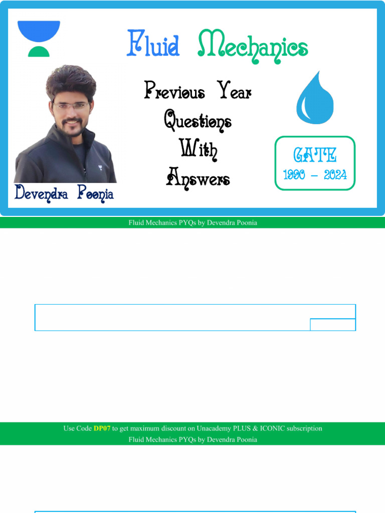 Fluid Mechanics PYQs 1990 To 2024 1731906381142 | PDF | Fluid Dynamics | Reynolds Number