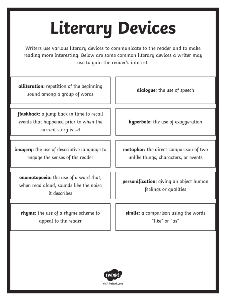 Black and White Literary Devices Poster - 241218 - 014117 | PDF