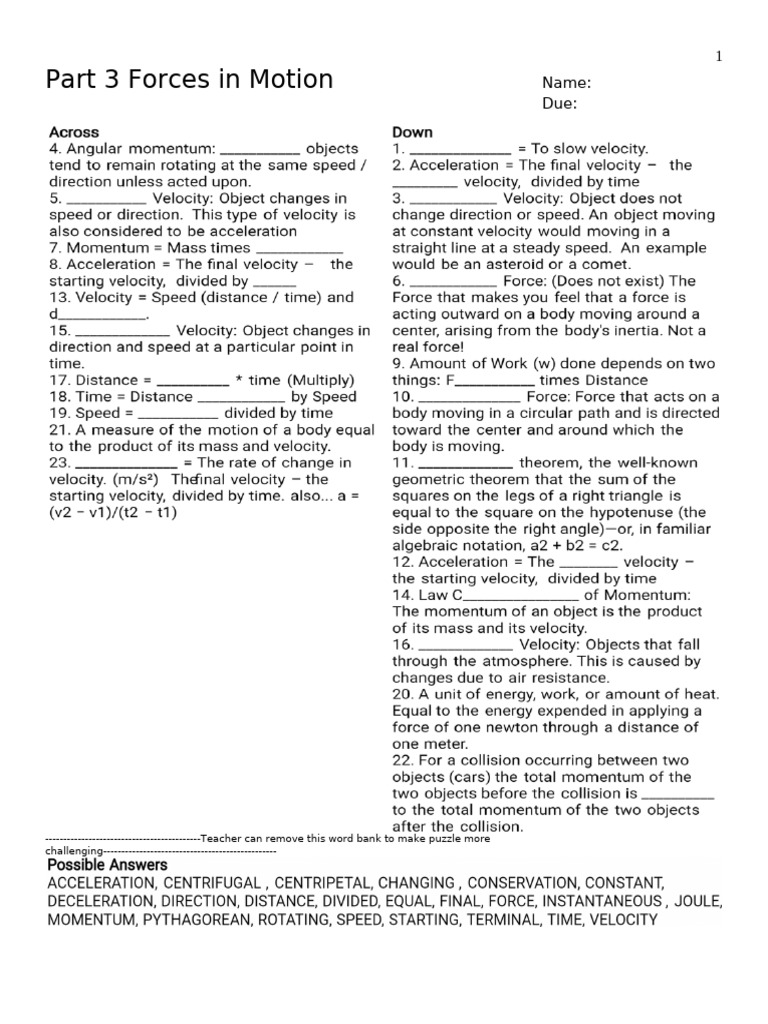 Part 3 Crossword Puzzle | PDF