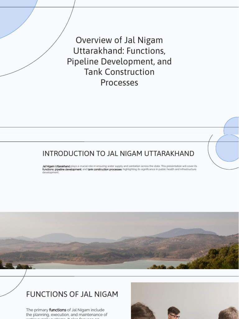 Slidesgo Overview of Jal Nigam Uttarakhand Functions Pipeline Development and Tank Construction ...