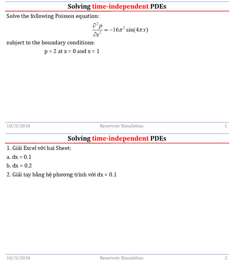 Chapter 3 - Example 2 - Solve The 1D Time-Independent Poisson Equation | PDF