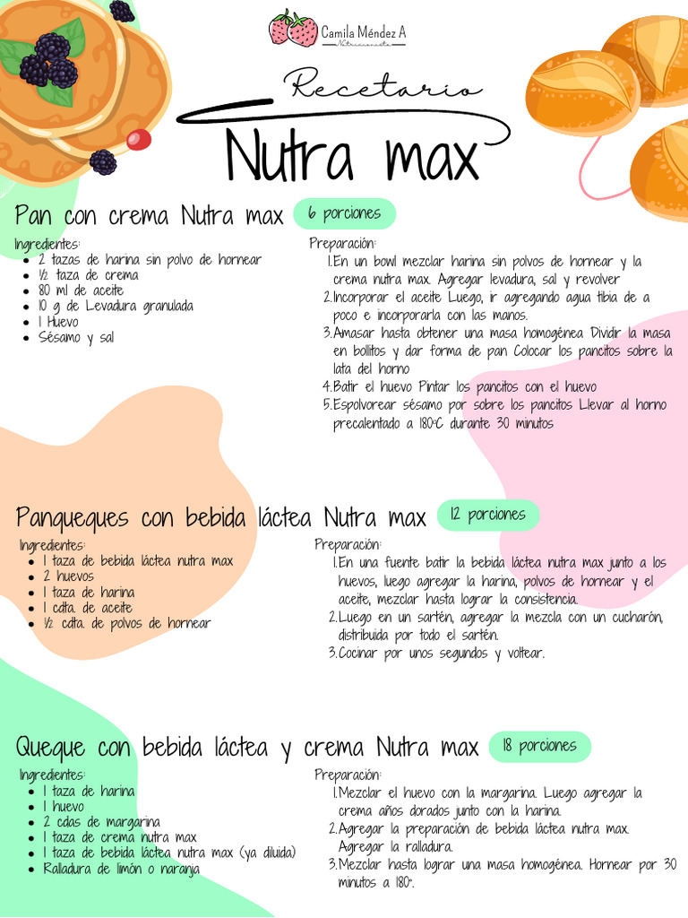 Recetario Nutra Max - Purita Mama Logo | PDF | Panes | Preparación de comida y bebida