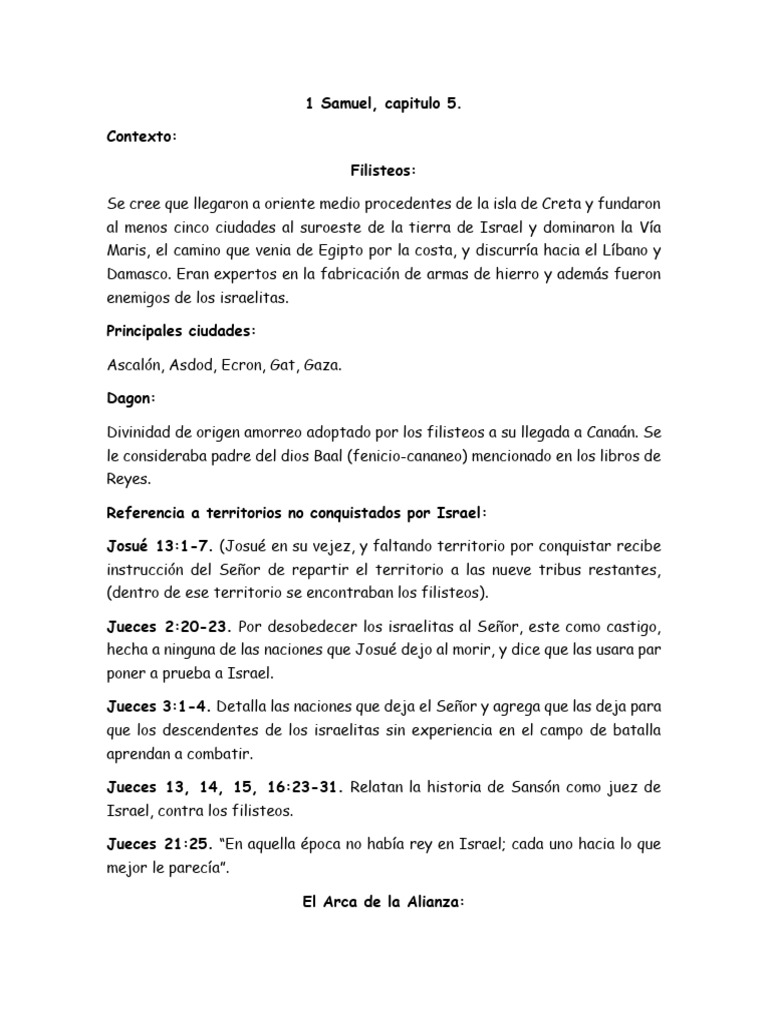 1 Samuel | PDF | Arca de la Alianza | Joshua