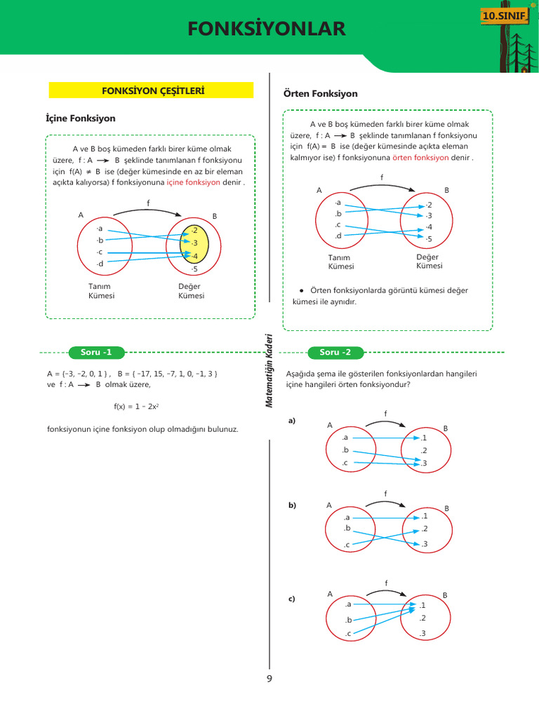 10.sınıf fonksiyonlar.pdf(3.ders) | PDF