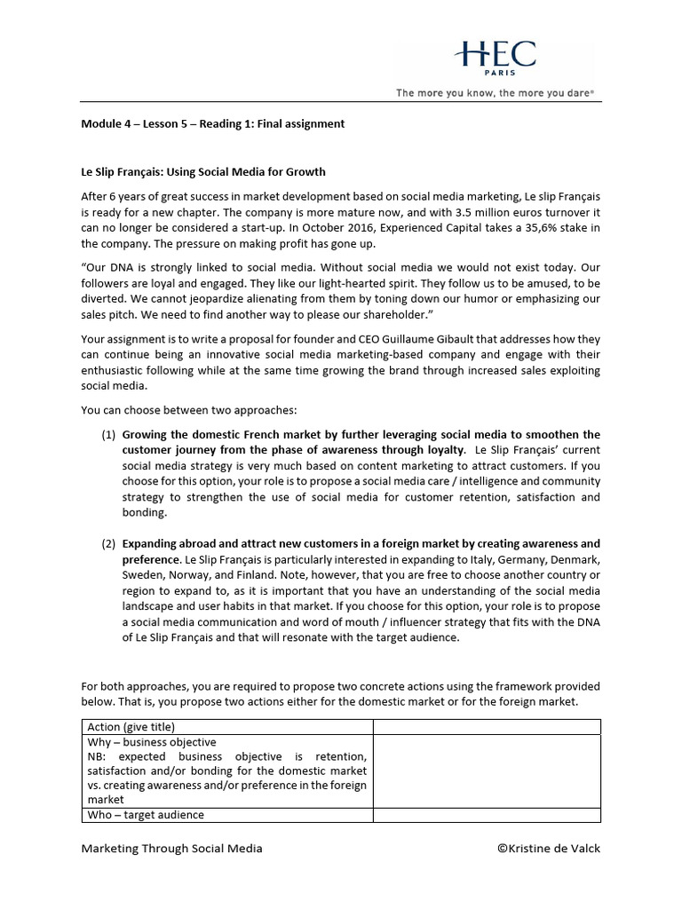 M4L5R1 Final assignment (2) | PDF | Target Audience | Marketing