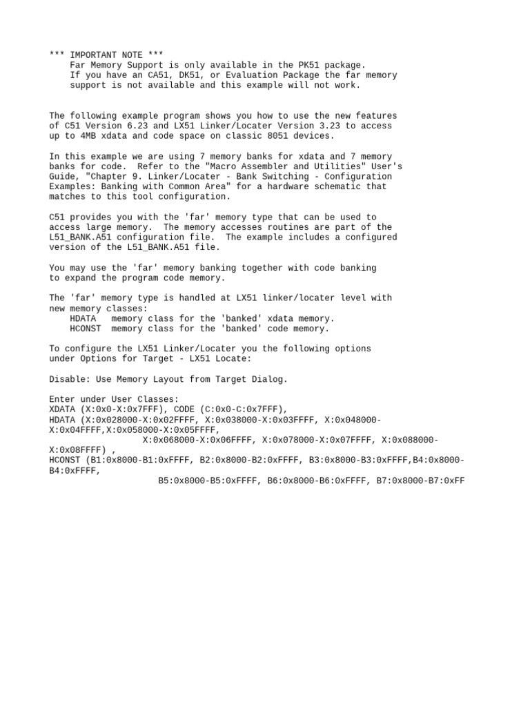 Far Memory Support in C51 6.23 | PDF