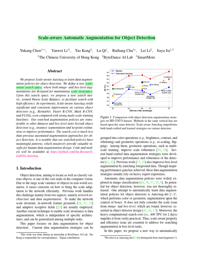Scale-aware Automatic Augmentation for Object Detection | PDF | Accuracy And Precision ...