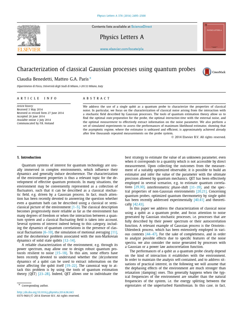 Benedetti_ Characterization of Classical Gaussian Processes Using ... Benedetti_ Characterization of Classical Gaussian Processes Using ...