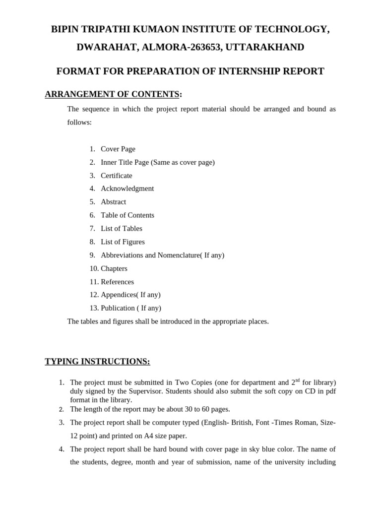 internship_Report_Format (1) | PDF | Citation | Written Communication