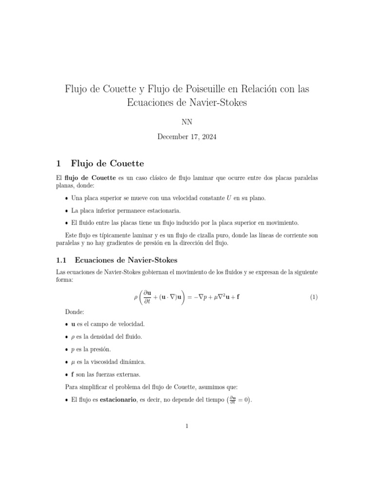 Navier Stokes Relacion Con Couette | PDF | Ecuaciones de Navier-Stokes ...