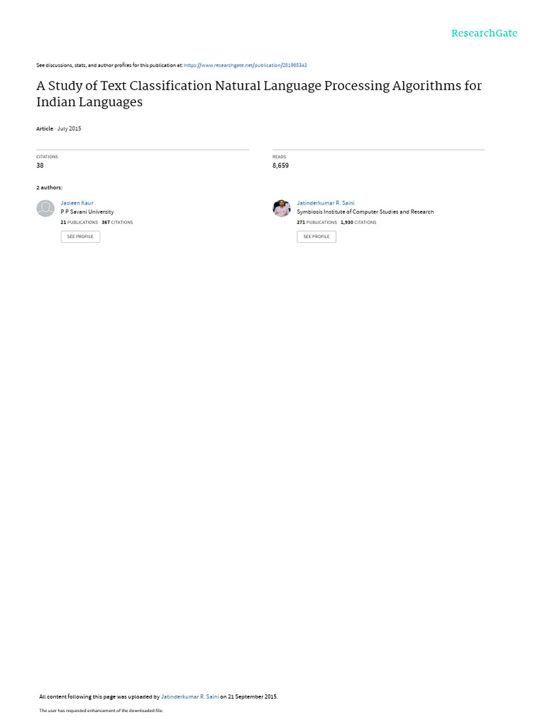 text classification research paper 2 | PDF | Statistical Classification | Machine Learning