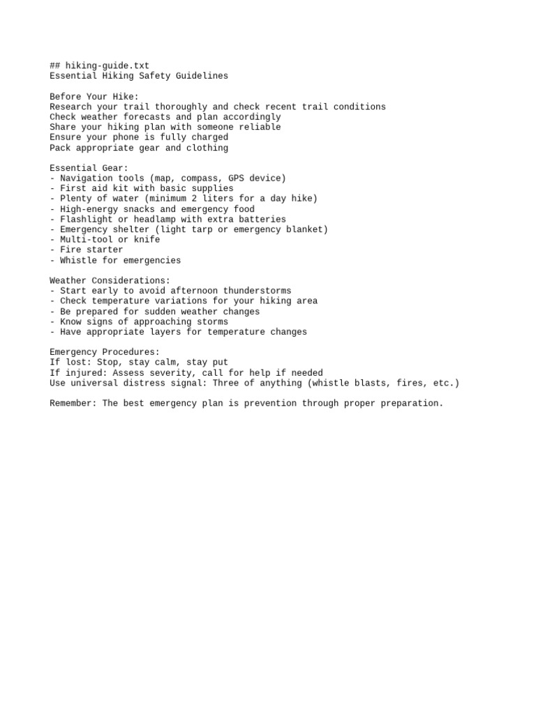 Hiking Sample | PDF