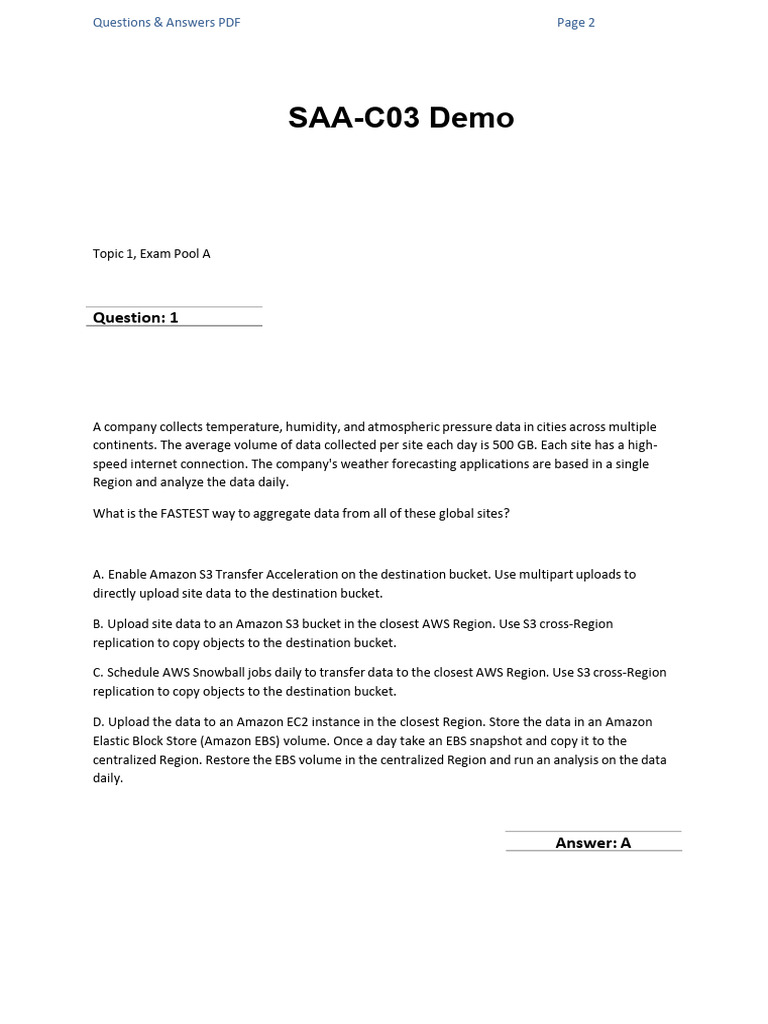 SAA-C03-Demo | PDF | Software | Distributed Computing Architecture