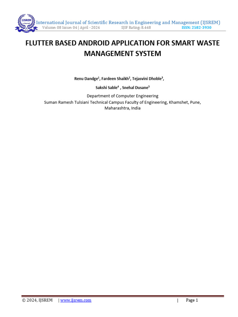 FLUTTER-BASED-ANDROID-APPLICATION-FOR-SMART-WASTE-MANAGEMENT-SYSTEM | PDF | Android (Operating ...