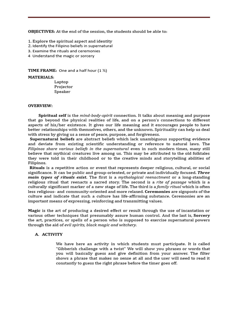 UTS-OVERVIEW | PDF | Rituals | Supernatural