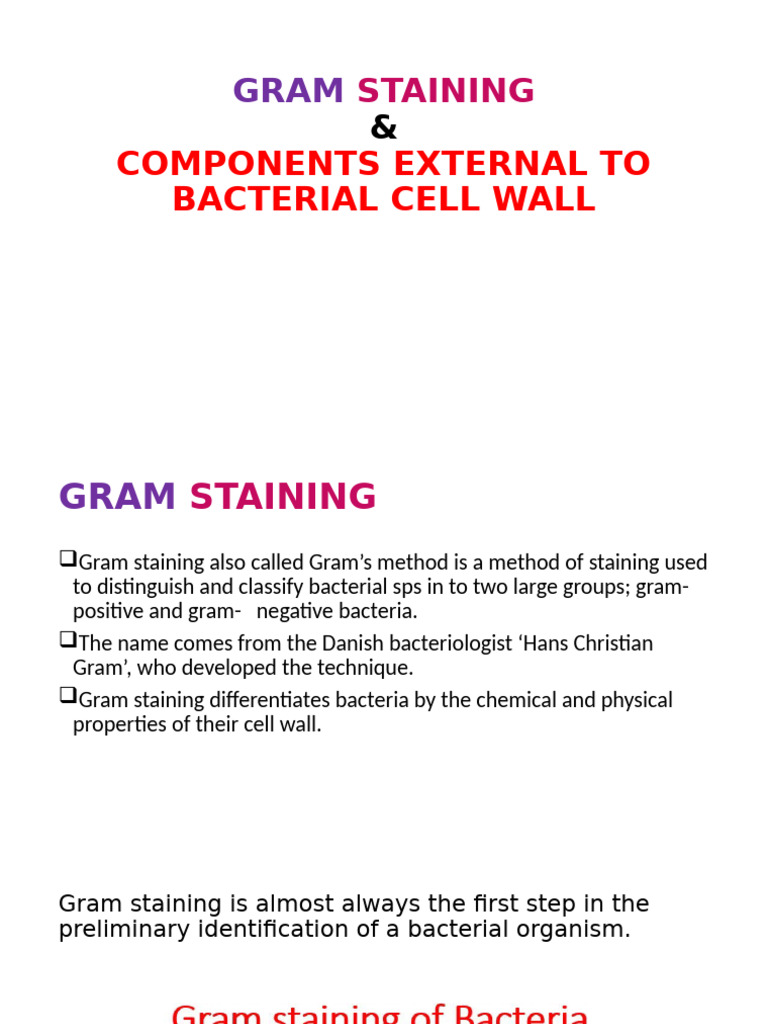Gram Staining & Bacterial Cell Wall | PDF | Staining | Prokaryote