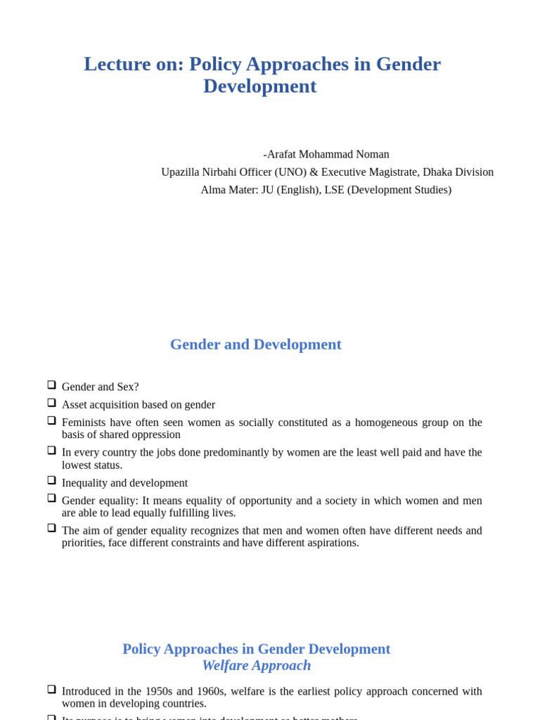 Policy Approaches in Gender Development | PDF | Poverty Reduction | Structural Adjustment