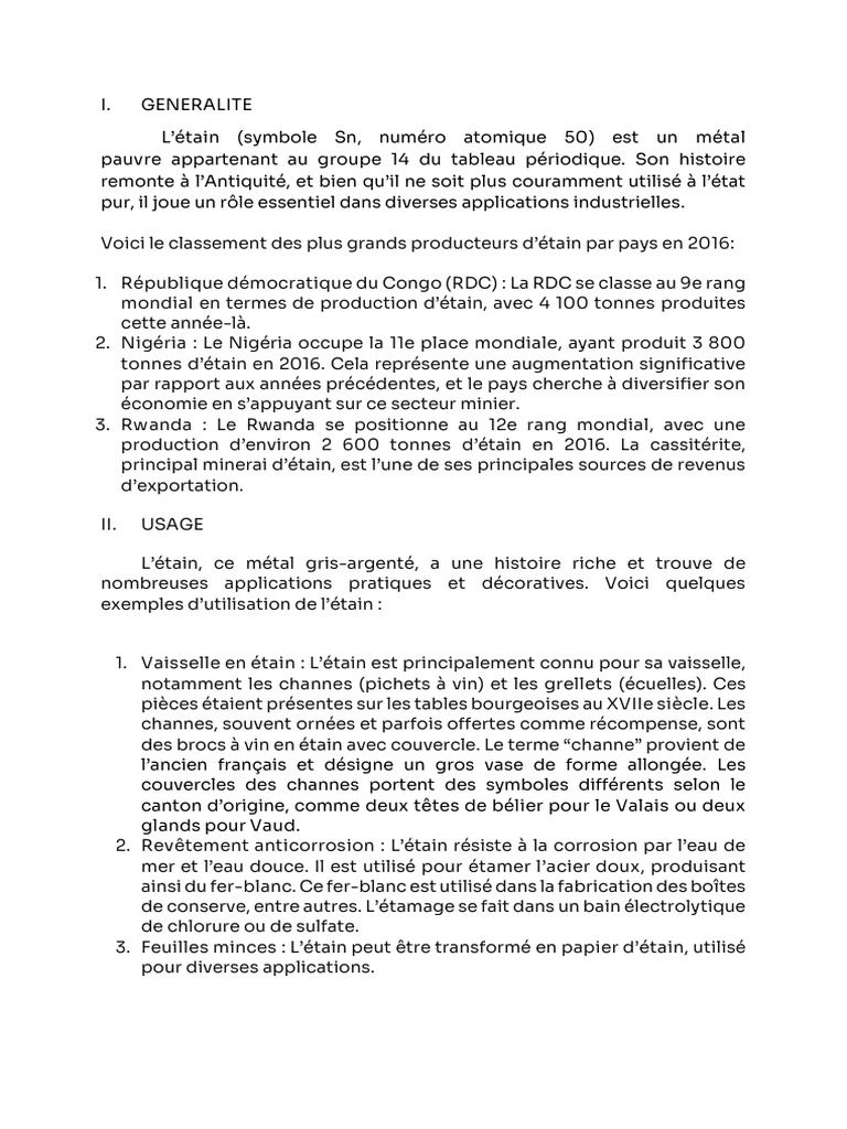 ETAIN | PDF | Étain | Métaux
