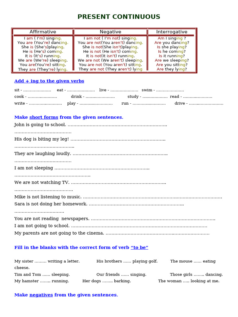 present continuous | PDF | Language Mechanics | Linguistics