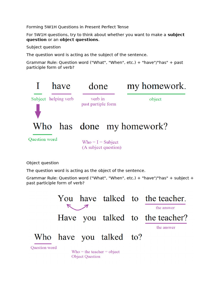 Present Perfect WH Questions | PDF Present Perfect WH Questions | PDF